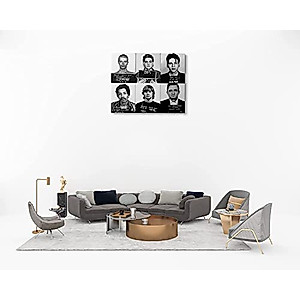 Kurt Cobain, Elvis Presley, Jimi Hendrix, David Bowie, Frank Sinatra, Johnny Cash Poster Canvas Framed, Celebrity Mugshot Poster, Mugshot Wall Art (16"x20")