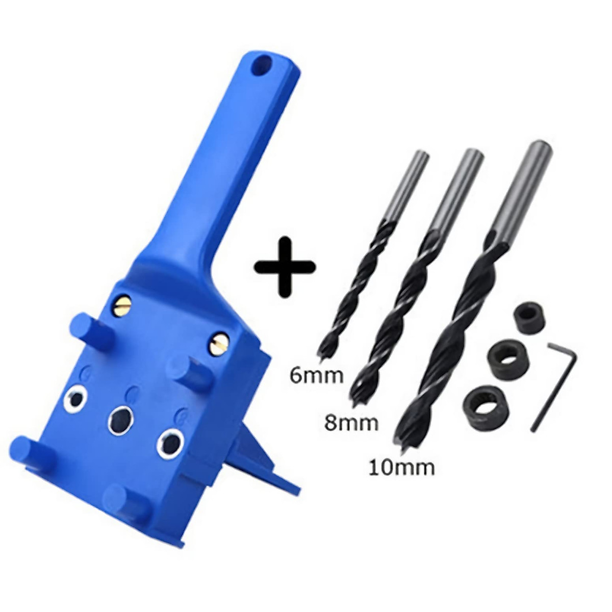 8PCS Woodworking Dowel Jig Kit Handheld Woodworking Doweling Jig Straight Hole Puncher fits 6/8/10mm Drill Guide