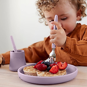 Everyday Baby Stainless Steel Cutlery, Silicone Handle (Light Lavender)