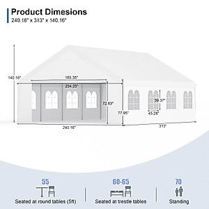 GOJOOASIS Heavy Duty 20 x 26 Car Port Large Metal Shelter Carports Portable Garage Canopy Tent for Parties, Event, RV, Boat (20x26ft)