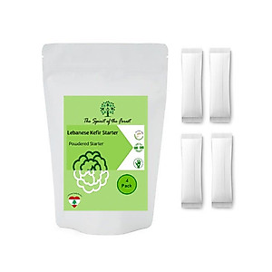 Milk Kefir POWDER Lebanese - Probiotic Milk Kefir Starter - No Maintenance - Leche de Bulgaro - Non GMO - Gluten Free - Started With A Dairy Or Water Base (4 Pack) (4 Pack (make 4L))