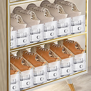 FENRUNXU 10 PACK Transparent Shoe Stacker,Shoe Slots Organizer for Closet, Shoe Display Space Saver,Adjustable Shoe Rack Organizer Holder for High Heels,Sneakers(Transparent)