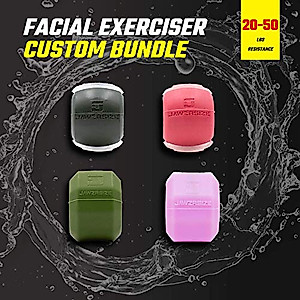 Jawzrsize Athletic Bundle Jaw Enhancer - Jaw, Face, and Neck Exerciser, Helps Reduce Stress and Cravings - Facial Exercise (Pop N Go & Custom Fit (Beg., Int., & Elite), Pink and Green)