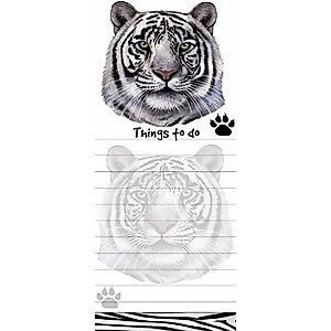 "White Tiger Magnetic List Pads" Uniquely Shaped Sticky Notepad Measures 8.5 by 3.5 Inches