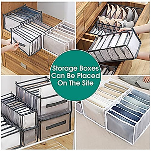 Large Capacity Clothes Organizer, 9Compartment Jeans Drawer Organizer - 2 Pack for Folding Clothes Wardrobe Drawer Storage Box Clothes Organizer for Shirts Pants