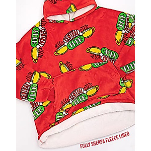 Friends Central Perk Vuddie Oversized Blanket Hoodie Women Ladies Red Fleece One Size
