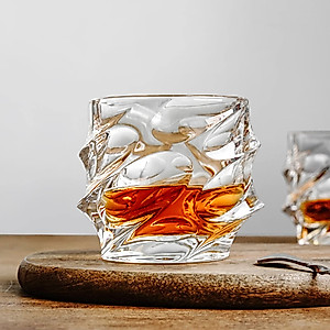 Unique Whiskey Glasses - Set of 8 Old Fashioned Tumblers - 11oz Elegant Crystal Rocks Glasses fits Home Bar - Dishwasher Safe - Whiskey Gifts for Men, Hunband, Dad