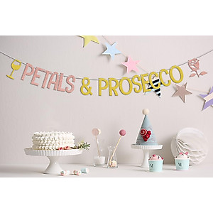 Petals & Prosecco Banner, Bridal Shower Decorations, Mimosa Bar Decor, Bride to Be Miss to Mrs, Champagne Engagement Bachelorette Birthday Party Supplies Gold & Rose Gold