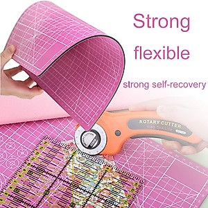 45 mm Rotary Cutter Set-Fabric Cutter with Storage Bag, A4 Self Healing Cutting Mat, Acrylic Ruler, 5 Pcs Replacement Blades and Craft Knife Ideal for Quilting, Crafting, Patchworking