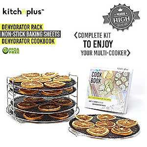 Kitchnplus Dehydrator Rack Stainless Steel Stand. Compatible with Ninja Foodi 6.5 and 8 Quart and Instant Pot 8 Qt Pressure Cooker. Includes Non-Stick Baking Sheets Accessories and Dehydrating Cookbook