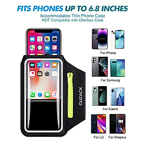 Cell Phone Armband with Zipper Pocket, Phone Holder for Running Armband for iPhone 15 14 13 12 11 Pro Max, Galaxy S23 S22 - [Fit Up to 6.8” All Phones] Sports Arm Holder with Key Pocket & Card Slot