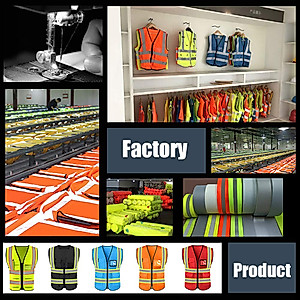 YOWESHOP High Visibility Reflective Safety Vest Customize Logo With 5 Pockets Hi Vis Vest Outdoor Protective Workwear (Black - green webbing (L))