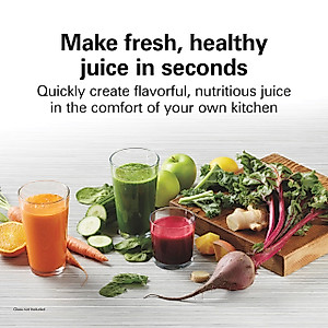 Hamilton Beach HealthSmart Juicer Machine, Compact Centrifugal Extractor, 2.4” Feed Chute for Fruits and Vegetables, Easy to Clean, BPA Free, 400W, Black and Gray (67502)