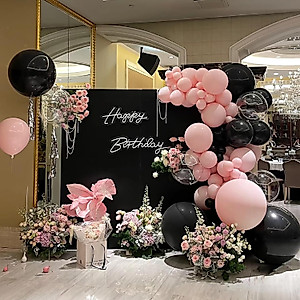 BAUANOOY 100pcs Black Balloons 12 inch, Black Latex Balloons with Black Ribbon for Graduation Halloween Birthday Party Decorations