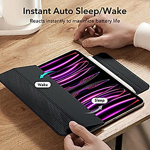 ESR for iPad Pro 12.9 Case (2022/2021/2020, 6th/5th/4th Generation), iPad Air 13 Inch Case 2024 M2, Convenient Magnetic Attachment, 2-Way Stand, Rebound Magnetic Case, Black