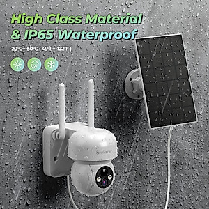 Solar Security Camera Outdoor with Solar Powered, 2K 3MP Color Night Vision PTZ WiFi Camera Built-in 9600mAh Battery with Motion Detect