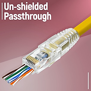 GTZ RJ45 Cat6 Pass Through Connectors and Strain Relief Boots - Pack of 100/100 - EZ to Crimp Modular Plug for Solid or Stranded UTP Network Cable