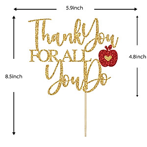 Thank You for All You Do Cake Topper, We Appreciate You Decorations, Teacher/Nurse/Doctor Appreciation Graduation Party Decorations, Gold Glitter