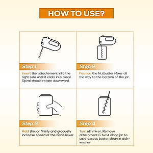 The Nutbutter Mixer, Attachment Fits Most Powered Hand Mixers or Drills, Reaches The Bottom of Most Size Jars, Stainless Steel Peanut Butter Mixer and Almond Butter Stirrer.