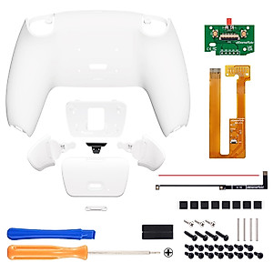 eXtremeRate White Back Paddles Programable RISE Remap Kit for PS5 Controller BDM-030 040, Upgrade Board & Redesigned Back Shell & Back Buttons Attachment for PS5 Controller - Controller NOT Included