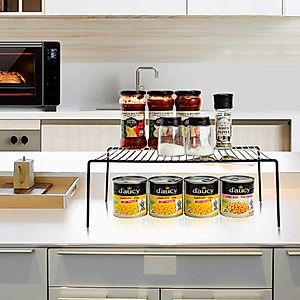 iPEGTOP 6 Pack Large (15.7 x 9.4 Inch) Freezer Cabinet Storage Shelf Rack, Rustproof Stainless Steel Kitchen Organizer Space Saver for Fridge Pantry Shelves Countertops - White