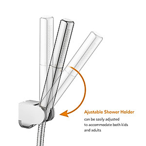 BESy Polished Chrome Brass 2 In 1 Function Handheld Shower Head Set High Pressure With 12 Inch Rain Shower Head, 12" Square Rainfall & High Pressure Stainless Steel Bath Showerhead