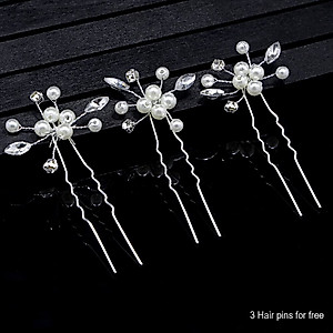 BEAYFILY Bridal Wedding Hair Vine,Extra Long Pearl and Crystal Beads Bride Head Piece,Silver Hair Accessories for Women and Girls (Silver)