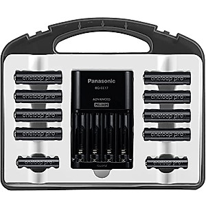 Panasonic K-KJ17KHC82A eneloop pro High Capacity Power Pack, 8AA, 2AAA, with "Advanced" Individual Battery Charger and Plastic Storage Case
