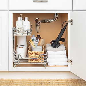 Household Essentials C26512-1 Glidez Under Sink Sliding Organizer | Pull Out Cabinet Shelf | Chrome | 12.5 Inches Wide