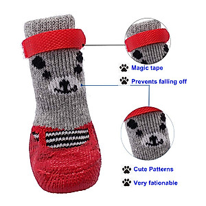 AblePet Dog Boots Waterproof Shoes Breathable Socks, with Anti-Slip Sole and Adjustable Magic Tape All Weather Protect Paws Only Fit for Small Dog(4Pcs)(Red, M)