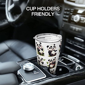 Panda Tumbler - with Lid 20 oz Stainless Steel Vacuum Cup for Coffee, Water, and Travel - Leakproof for Home, Office, and School