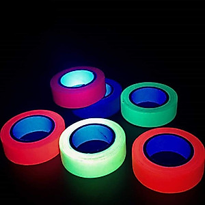WELSTIK 6-Pack Super Bright UV Blacklight Reactive Fluorescent/Neon Gaffer Tape,6 Colors, 0.6 in x 16.4ft Per Roll, for Black Light Party Supplies
