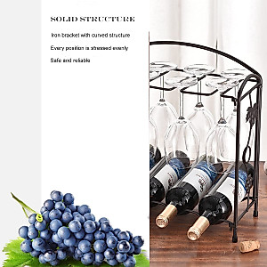 Countertop Wine Rack - Hold 4 Wine Bottles and 8 Glasses Multifunctional dis Assembly Small Wine Rack - 1 Tier Tabletop Wine Holder Stand for Cabinet, Pantry, Wine Bottle Storage