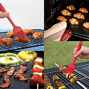 Akblaklsa 4 Pack Non-Stick Oven Liners and Mesh Mats, Reusable Liners for Toaster Oven, 13 × 15.74 inch Grill Mats and Mesh Mats, Oil Brush, Toaster Oven Reusable Mats Set, Heat Resistant Baking Mat