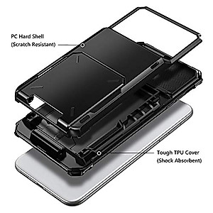 Vofolen Case for iPhone 8 Plus 7 Plus 6s Plus Wallet Card Holder 4-Slot Pocket Scratch Resistant Dual Layer Protective Bumper Rugged Rubber Armor Hard Shell Cover for iPhone 6 6S 7 8 Plus Black