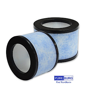 PUREBURG TZ-K1 True HEPA Replacement Filter Compatible with ToLife TZ-K1,Intelabe EP1080, AROEVE MK01 MK06,Kloudi DH-JH01, POMORON MJ001H & FreAire HAP601 Air Purifiers,2-Pack