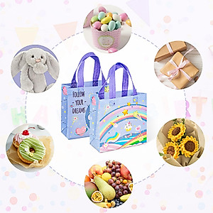 Shindel 6PCS Reusable Bags with Handles, Recycled Gift Bag for Kids Birthday Party Gift Bag, Shopping Bag Medium Size, 8" x 3.5" x 8"