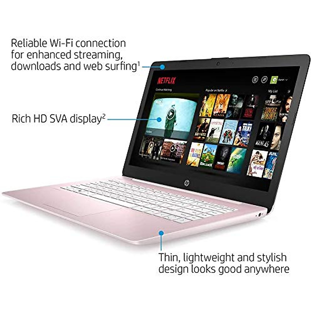 HP 2022 Newest Stream 14" HD Laptop, Intel Celeron N4000(up to 2.6GHz), 16GB RAM, 320GB Space(64GB eMMC+256GB Card), 1-Year Office 365, WiFi, HDMI, USB, Webcam, Bluetooth, Windows 10S, Pink+JVQ MP