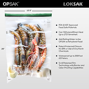 LOKSAK - OPSAK Odorproof Dry Bags for Backpacking, Hiking and Storage- Resealable and Reusable Storage Bags (2 Pack - 12 Inch x 20 Inch)