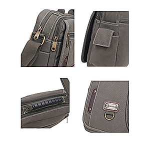 Sunsomen Men Purse Bag Shoulder Bag Small Canvas Crossbody Messenger Bag Side Bag Travel Bag Work Bag For Man (Khaki)