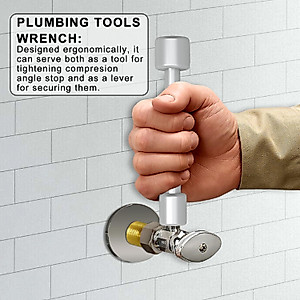 Holdly Plumbing Tools Angle Stop Wrench Kit, Angle-on Wrench Professional Plumber Wrench Tools for Installing New Compression Angle Stop and Removing the Compression Ring