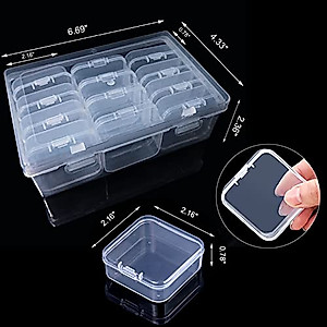 12Pcs Bead Organizer with Lid Small Transparent Plastic Craft Organizer Screw Organizer Bead Storage Small Plastic Containers with Lid for Jewelry Diamond Art, 1Pc Organizer Box with Hinged Lid
