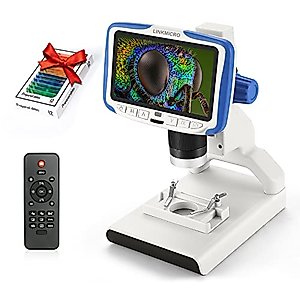 Microscope for Kids LINKMICRO 5" LCD Portable Digital Microscope 200X Microscope Kit for Kids 8-12 Photo/Video Sample Slides Included STEM Tool Gift for Boys and Girls