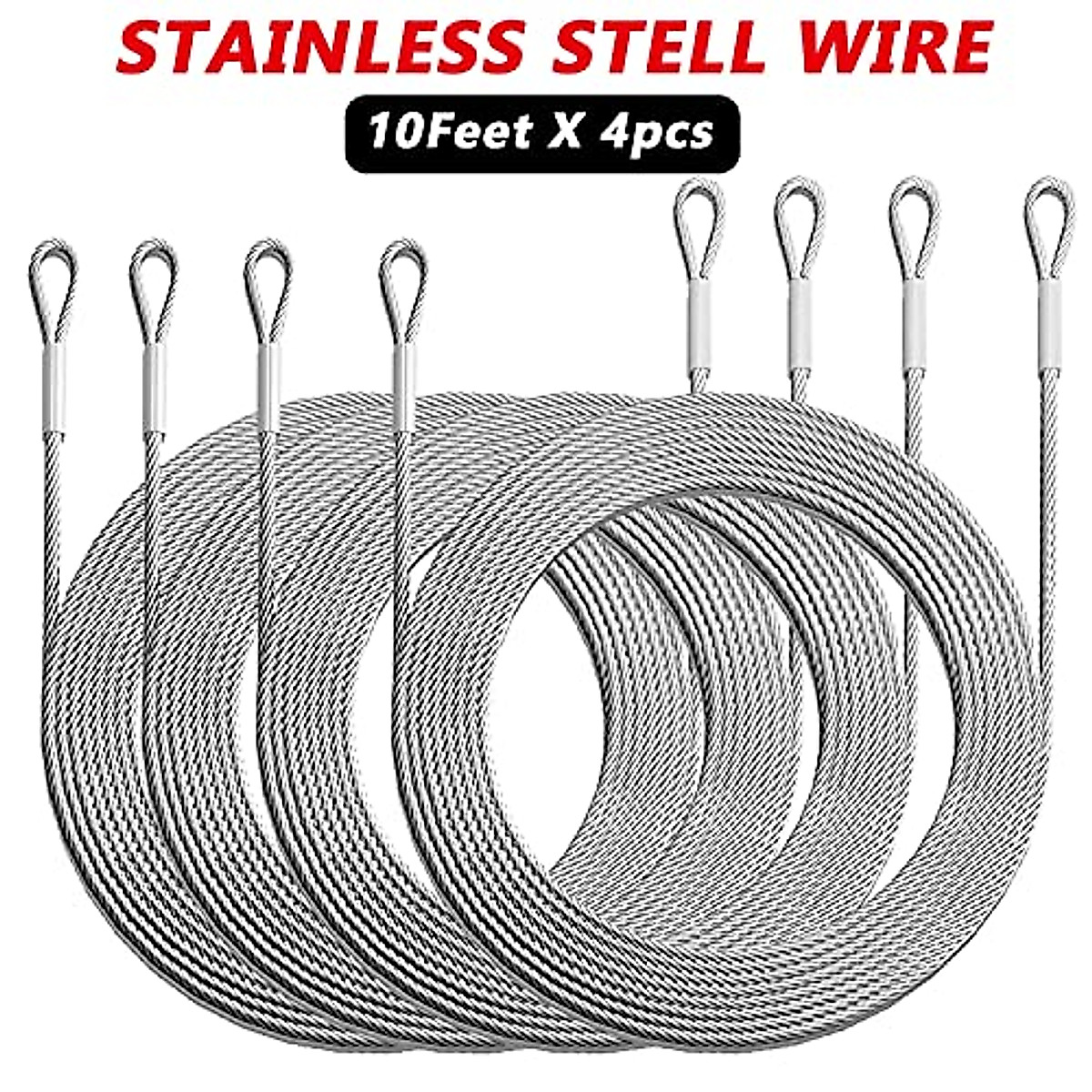5'' Sun Shade Sail Hardware Kit with 304 Stainless Steel Wire Rope for Triangle Rectangle Sun Shade Sail Installation, Garden Outdoors Accessories , 48 Pcs (5 inch)