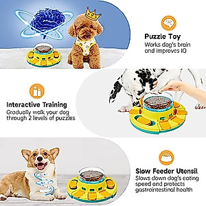 Potaroma Dog Puzzle Toy 2 Levels, Slow Feeder, Dog Food Treat Feeding Toys for IQ Training, Dog Entertainment Toys, 4.2 Inch Height