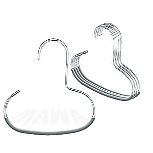 Mawa by Reston Lloyd Accessory Non-Slip Space-Saving Clothes Hanger Hook for Scarves, Style G1, Set of 5, Silver