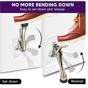 HOME&I No Drilling Kick Down Door Stop Stopper with Self-Adhesive Traceless Mounted Screw Bracket,Stickers.Easy Pedal Easy Step Door Kick Doorstop,Height-Adjustable Rubber Foot,4 Inch (Satin Nickel)