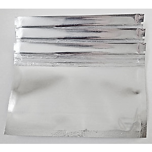 (Clear/Silver 5x3.5 Inches) Mylar Foil Pouches Wide Opening Zipper Style Heat Seal Bags, Safe Food Storage, Smell Proof Product Packaging, Reusable Survival Storage Herbs Seeds Tea Coffee Snacks (100)