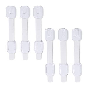 Baby Proofing Cabinets Childproof Drawer Latches with Extra 3M Adhesives, Adjustable Strap Latches Baby Cabinet Lock For Cabinets, Drawers Cabinet Locks for Babies (6)