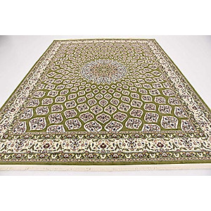 Unique Loom Narenj Collection Classic Traditional Textured Medallion Pattern Design Area Rug, 8' x 10' Rectangle, Green/Blue